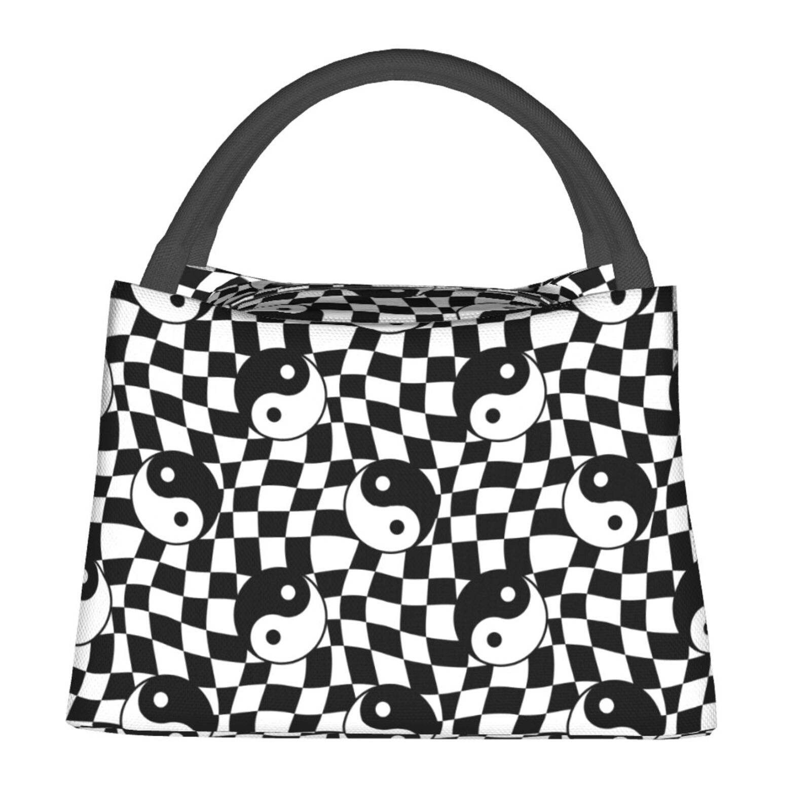 Rocae Ying Yang Checkered for Insulated Lunch Bag for Women Men,Large ...