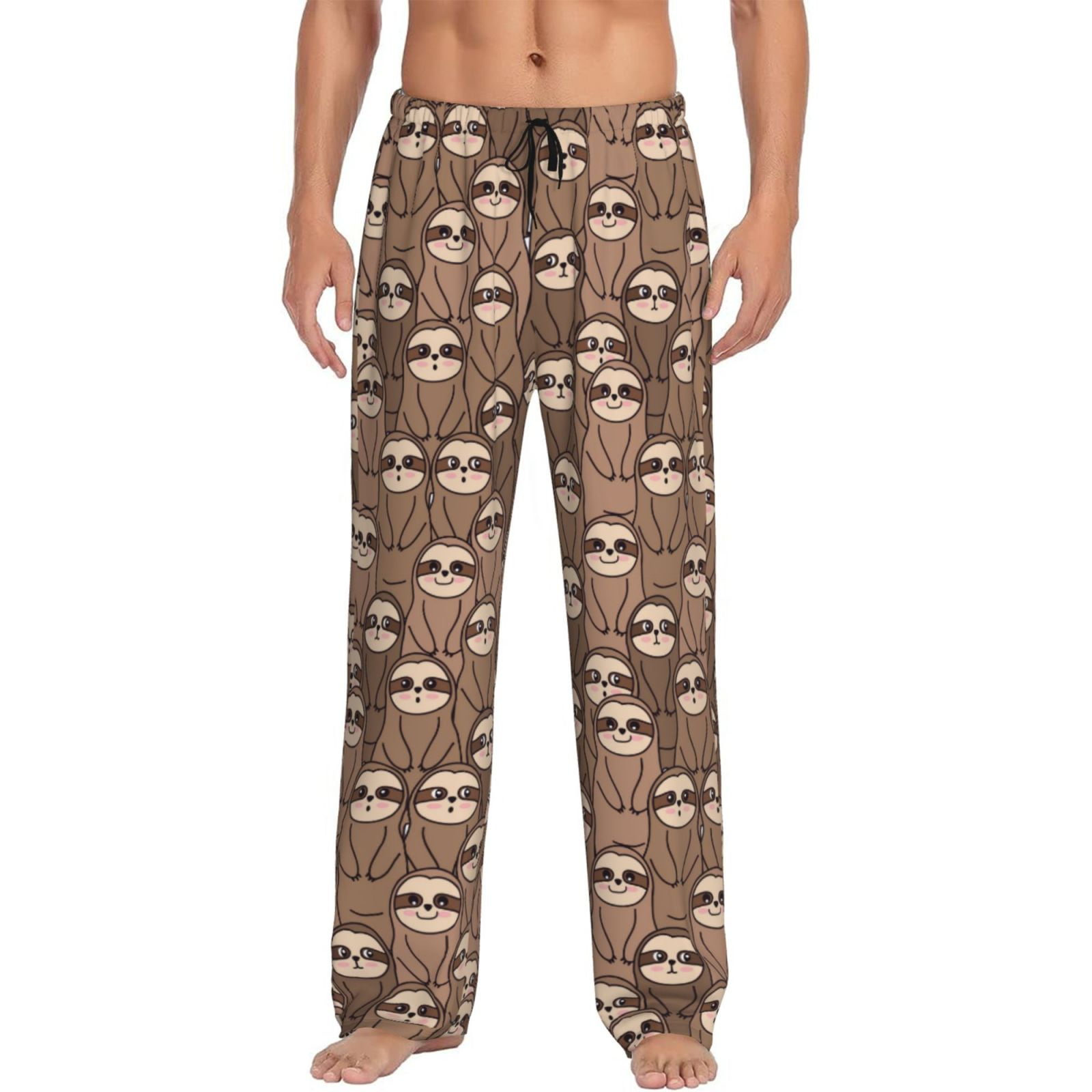 Rocae brown sloth family for Mens Pajama Pants Pj Pants Mens Lounge ...