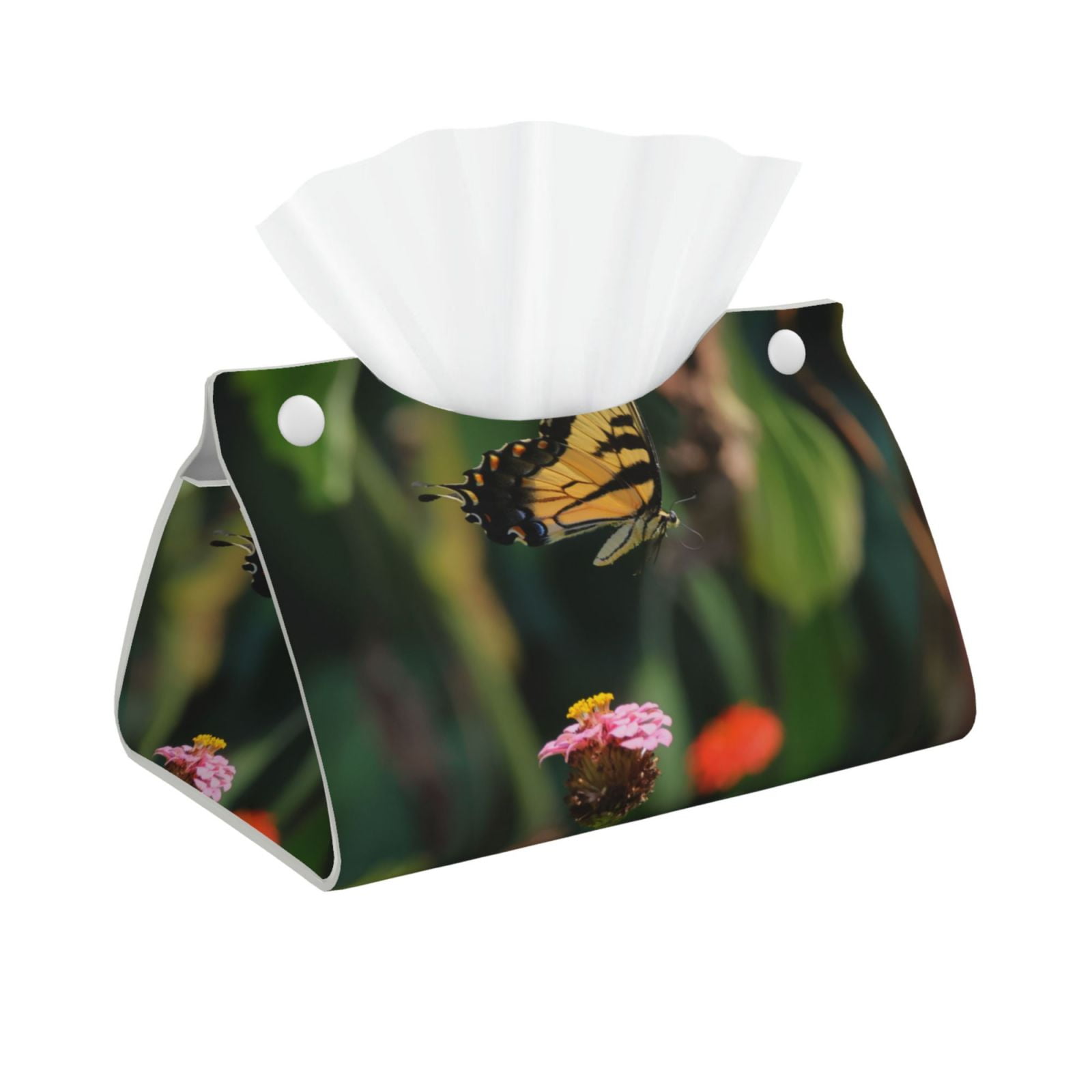 Rocae butterflies and floral Print Long Tissue Box Lid Durable Leather ...