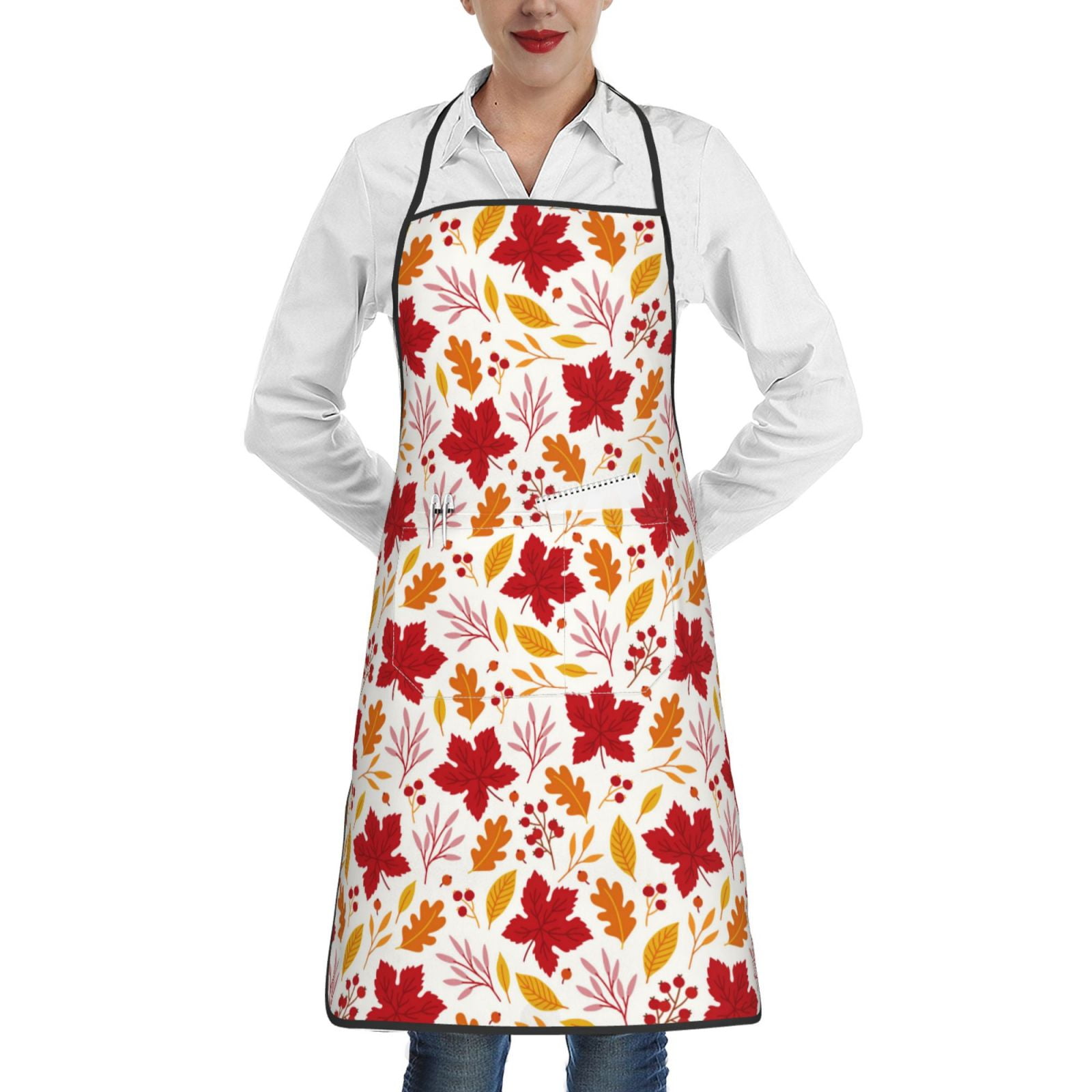 Rocae fall laef Maple for Kitchen Aprons for Women Adjustable Cooking Kitchen Chef Apron for Men ...
