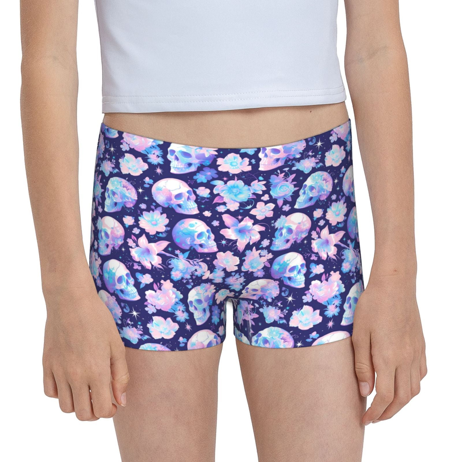 Rocae flower Skull starry sky for Girls' Cotton Boxer Briefs, Soft Mid ...