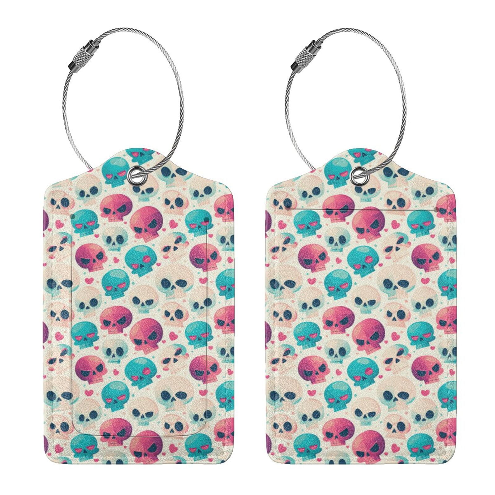 Rocae heart Skull cute for Leather Luggage Baggage Tags ID Label ...