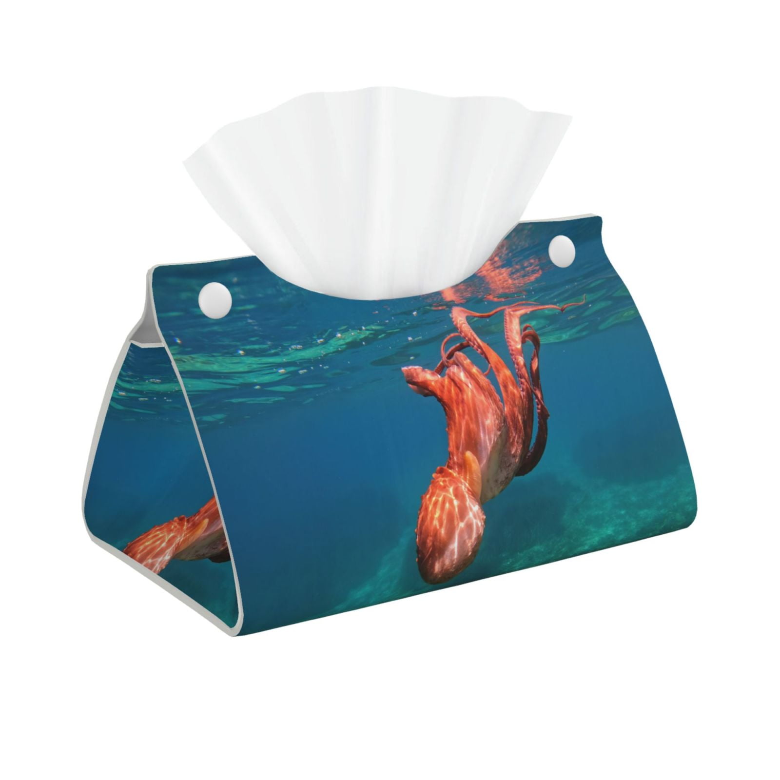 Rocae octopus swimming Print Long Tissue Box Lid Durable Leather Tissue ...