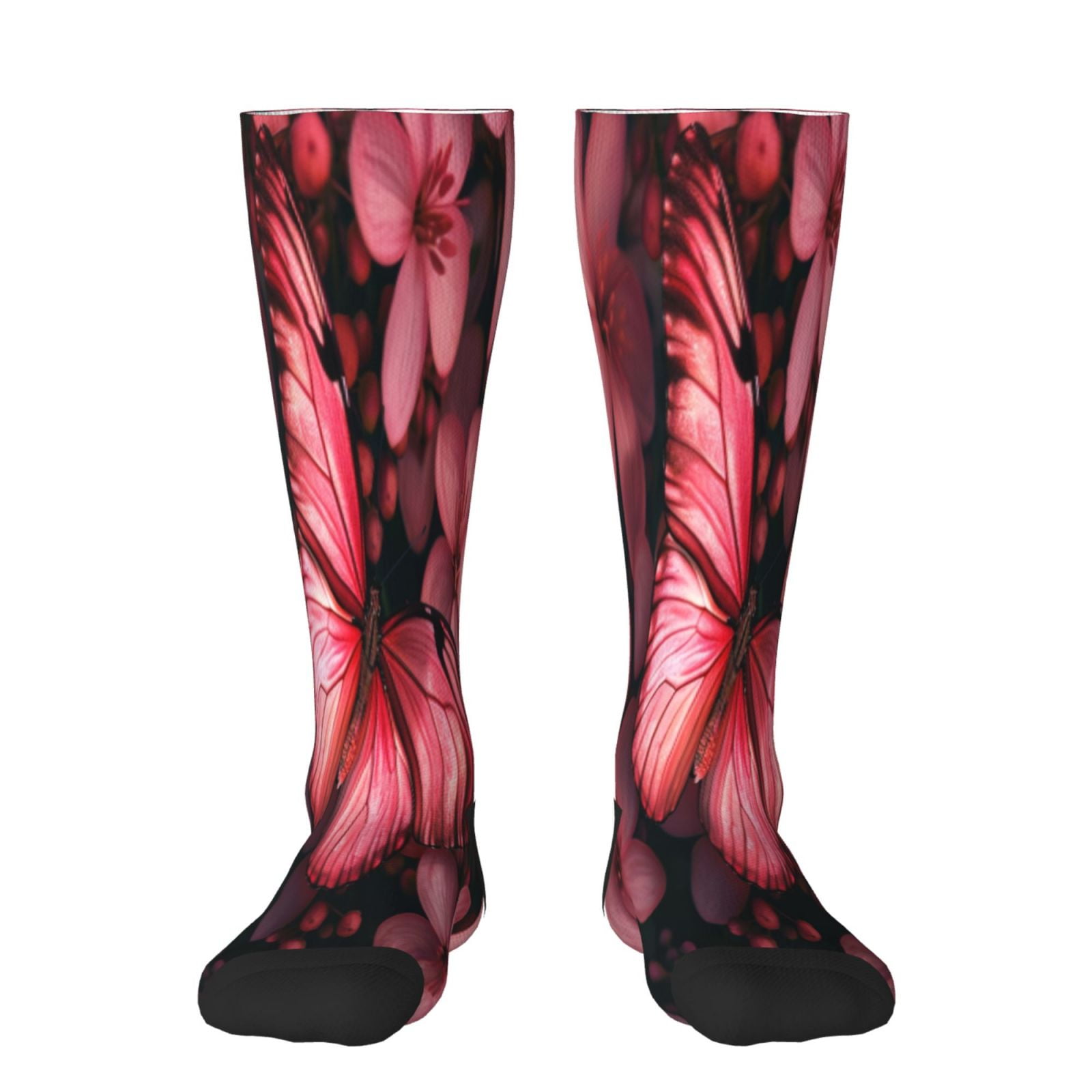 Rocae pink butterfly for Novelty Casual compression Socks For Women Men ...