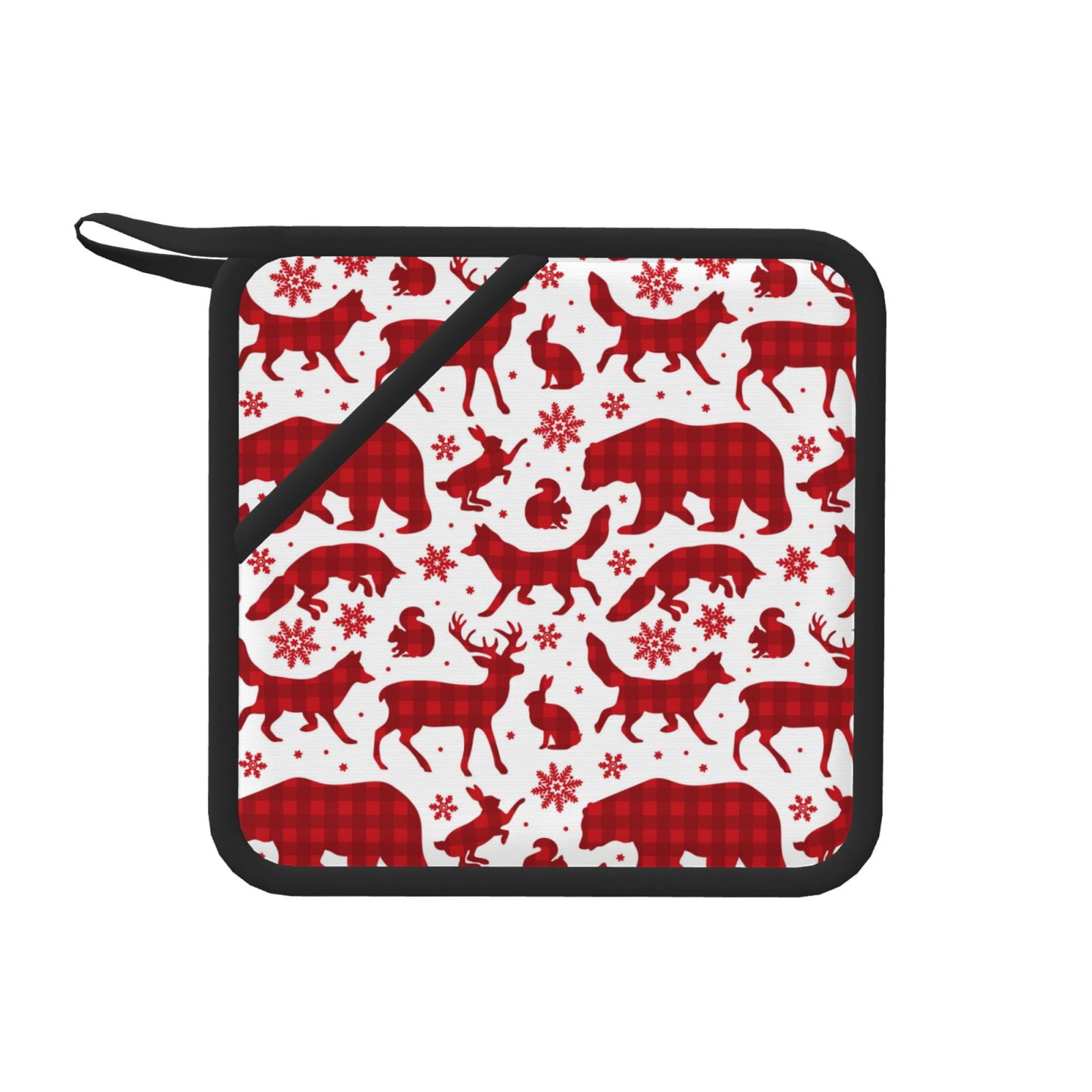 Rocae red plaid Moose Bunny bear for Square Silicone Anti-scalding Mat ...