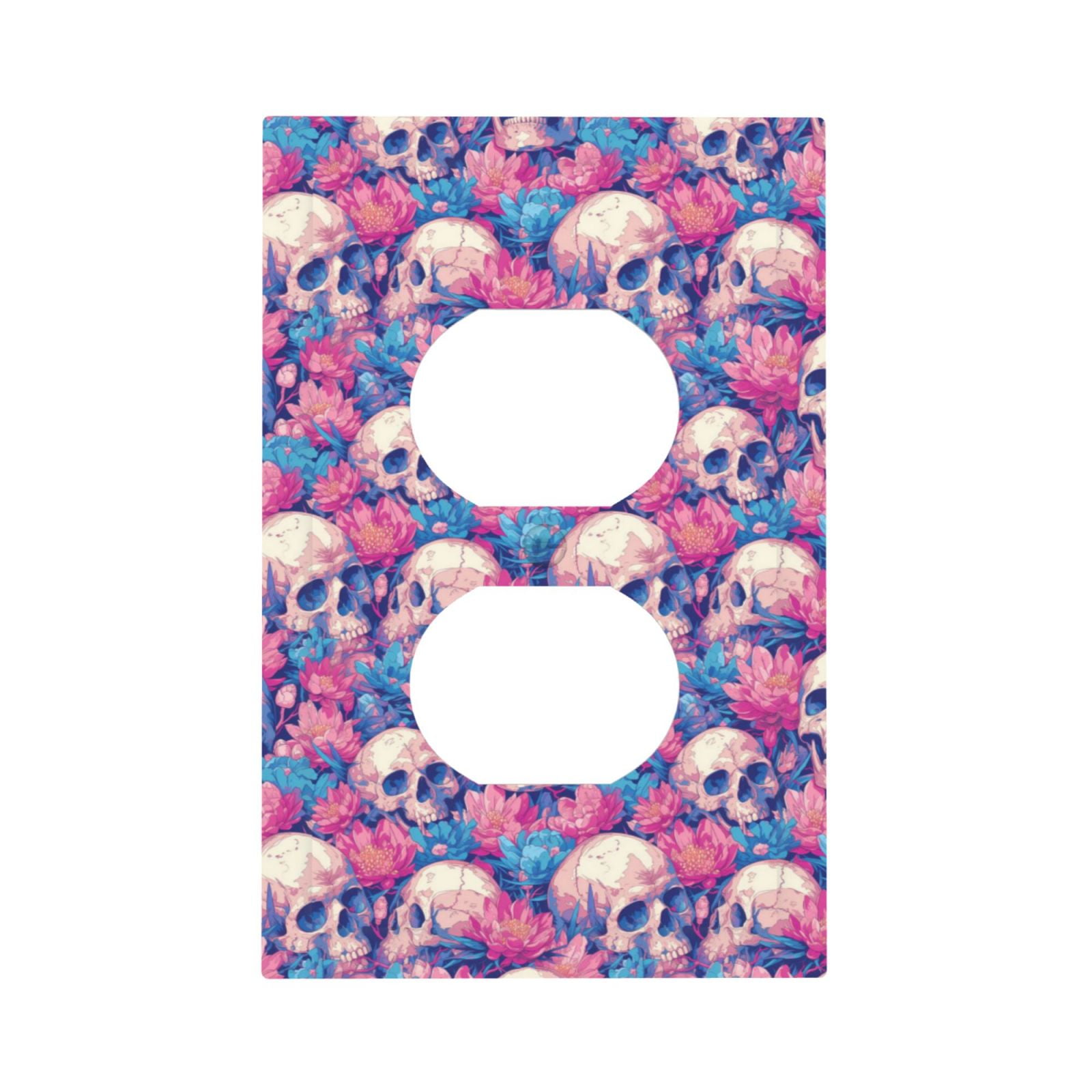 Rocae white Skull blue flower for Decorator Light Switch or Receptacle ...