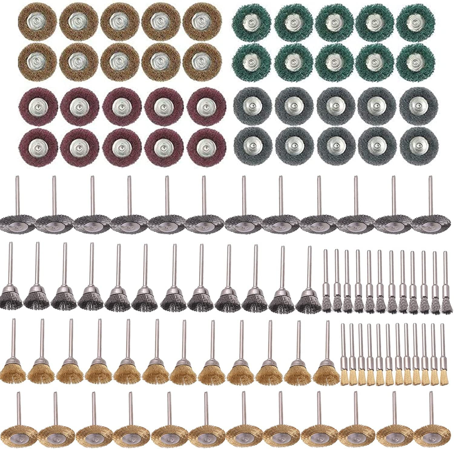 Rocaris 40 Pcs Buffing Wheel Set & 72 Pcs Wire Brushes Set, 1/8'' Shank ...