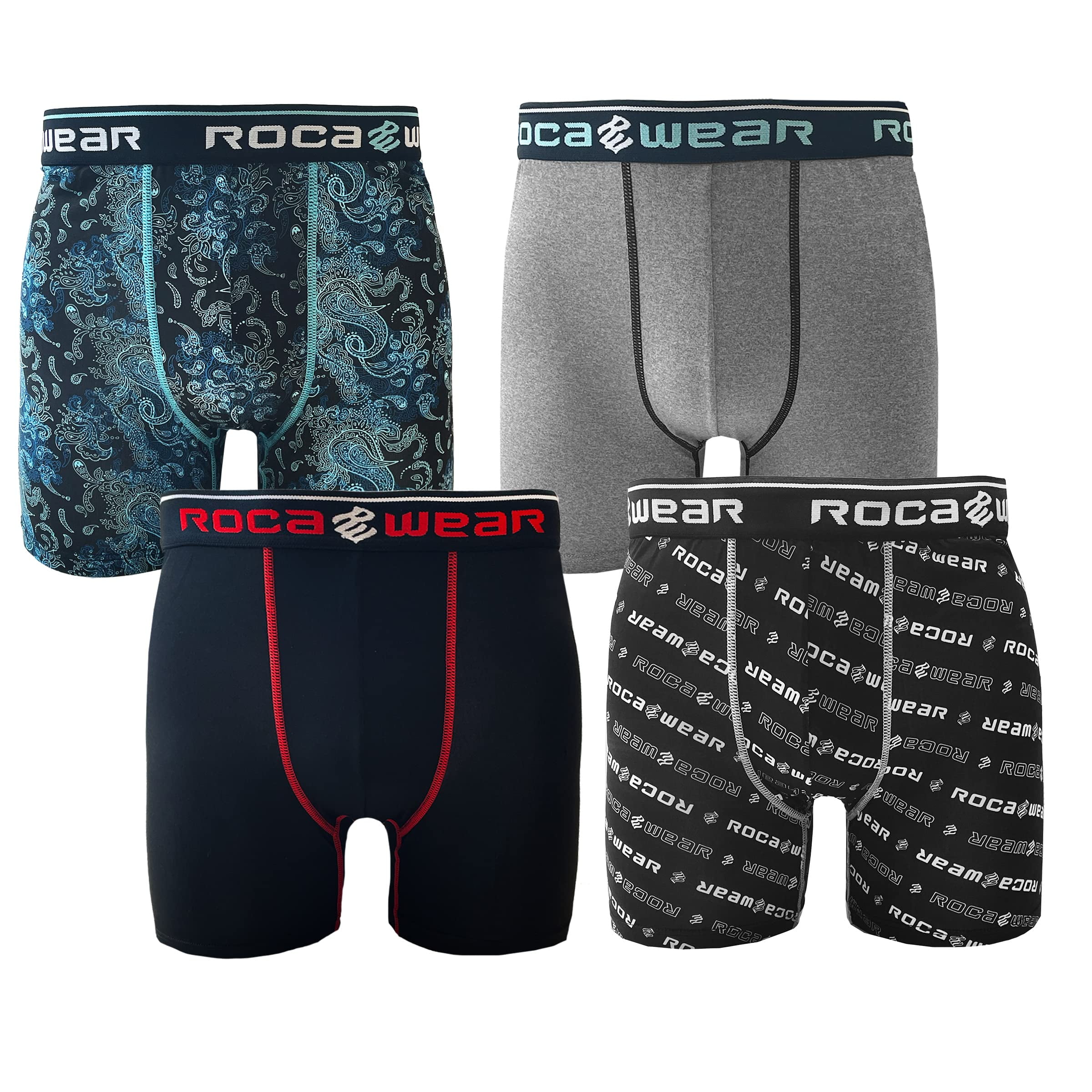 Rocawear 4-Pc Mens Underwear Boxer Briefs Pack, Dry Fit Performance Underpants, Cooling Athletic ...