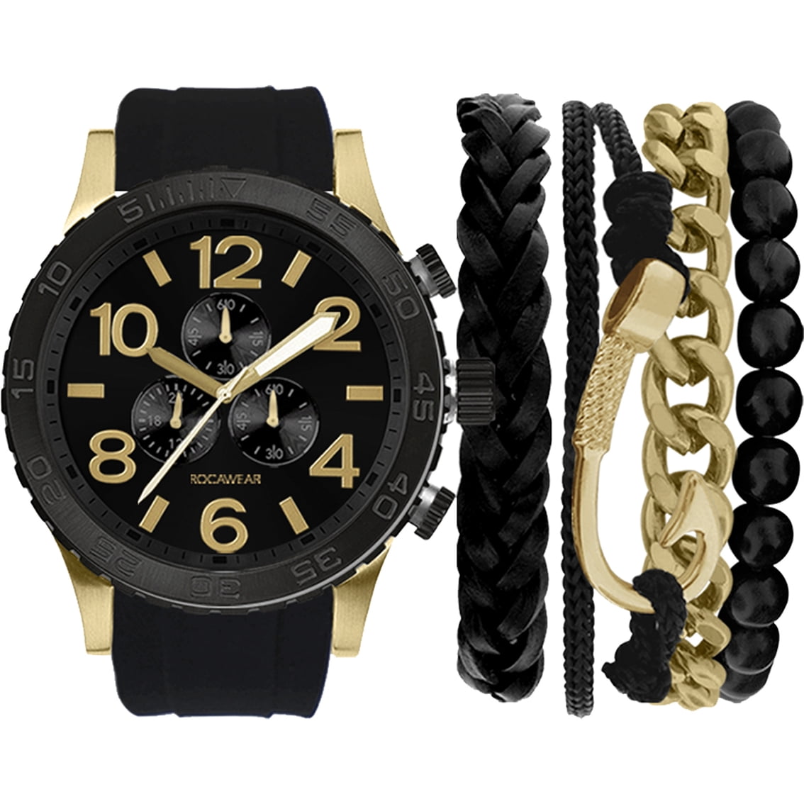 Rocawear Men's Analog Black Silicone Strap Watch 50mm - Walmart.com