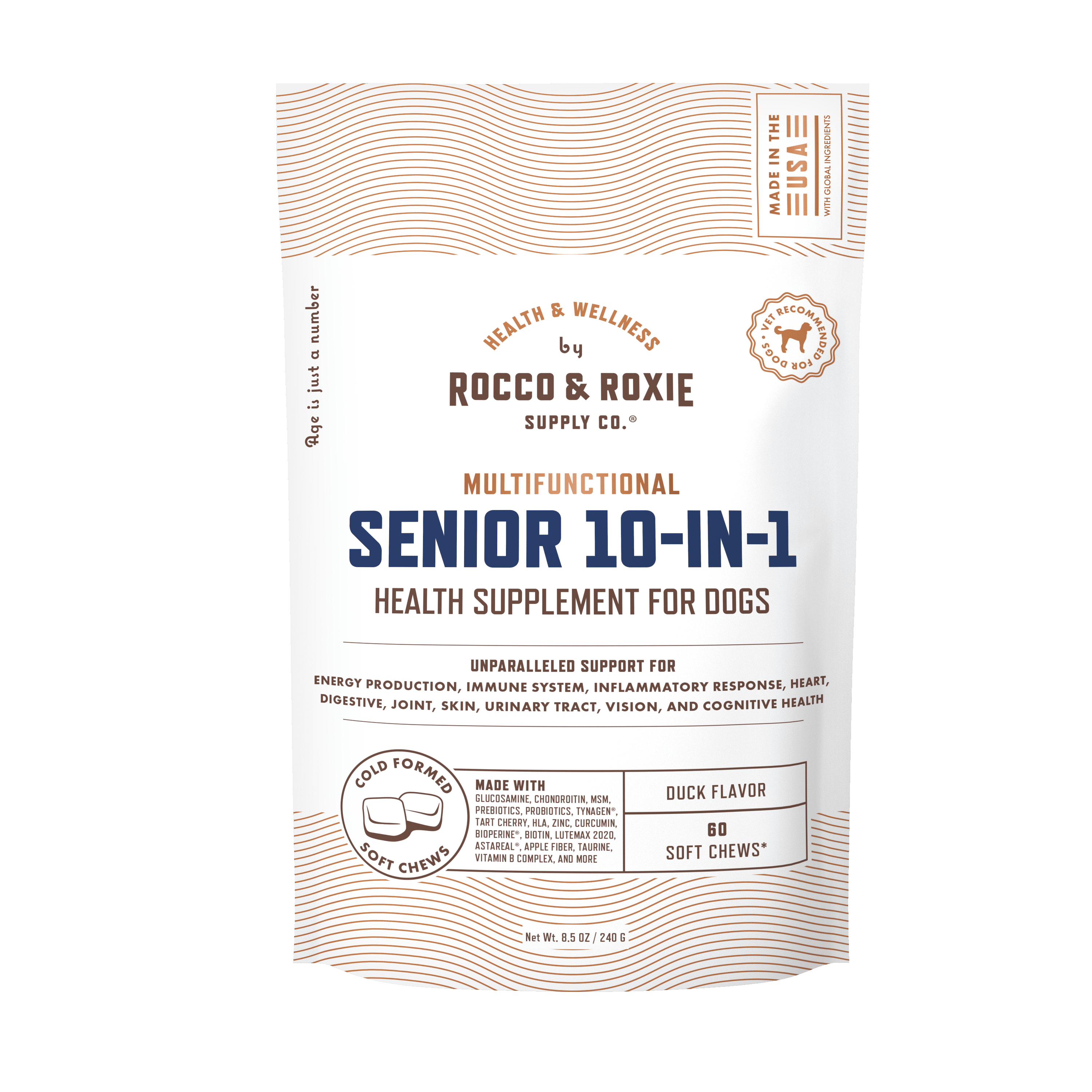 Rocco & Roxie 10-in-1 Senior Dog Supplement, Immune Support, Duck ...