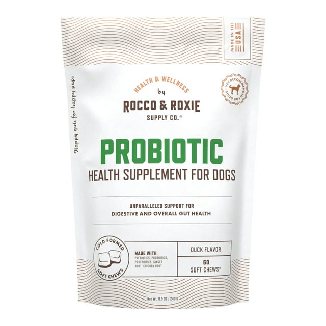 Rocco & Roxie Probiotic Health Supplement Soft Chew for Dogs, Duck ...
