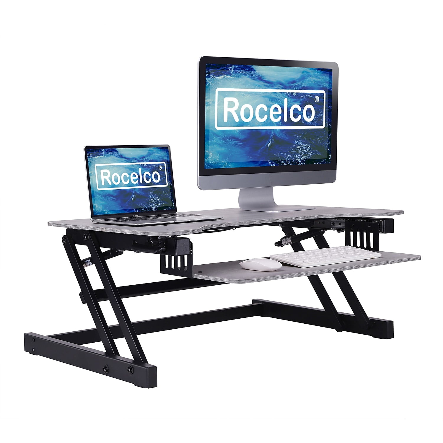 Rocelco 37.5" Deluxe Height Adjustable Standing Desk Converter - Quick ...