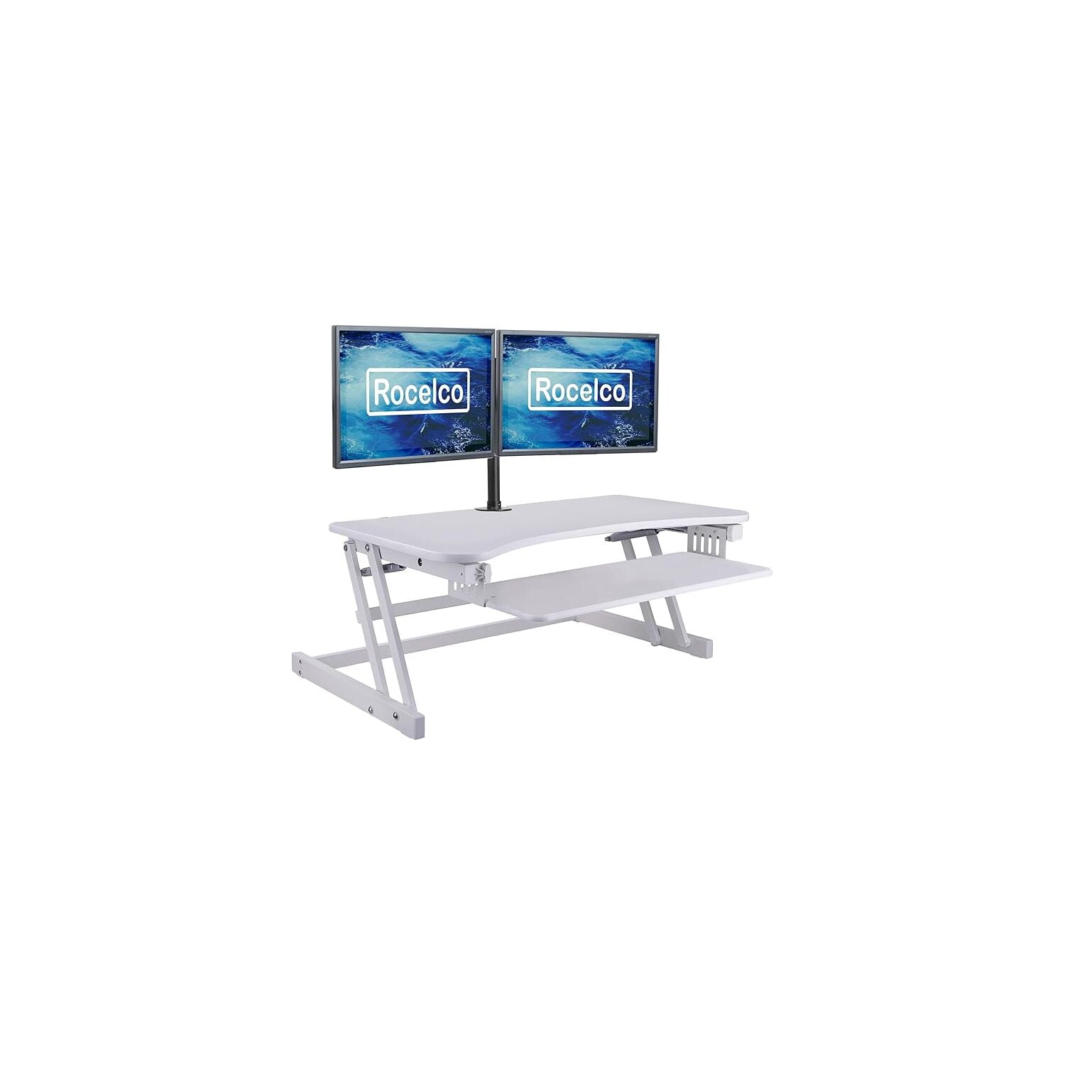 Rocelco 37.5" Height Adjustable Standing Desk Converter with Dual ...