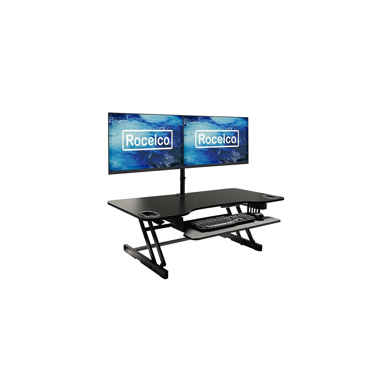 Rocelco 45" Height Adjustable Standing Desk Converter with Dual Monitor ...