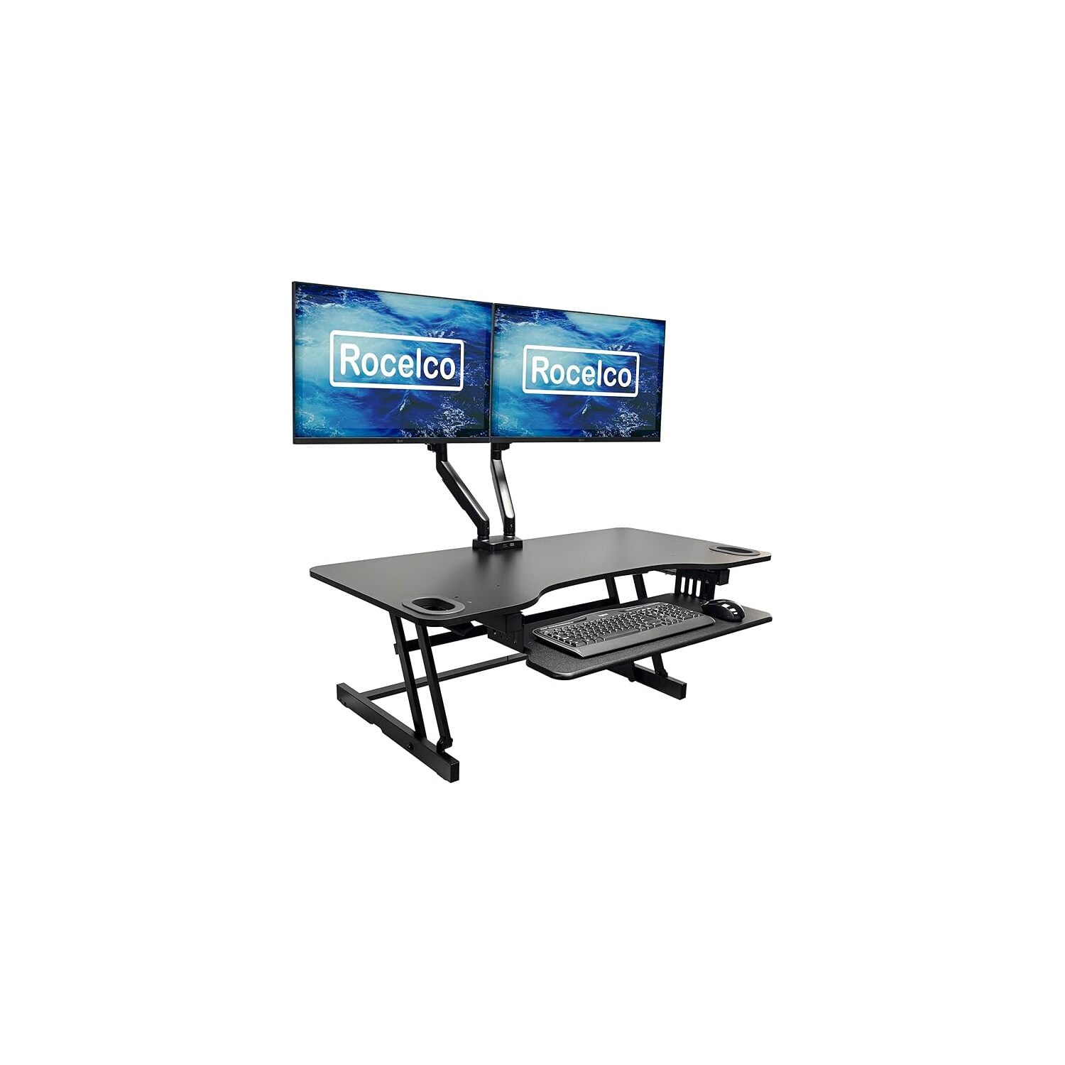 Rocelco 45" Height Adjustable Standing Desk Converter with Premium Dual ...