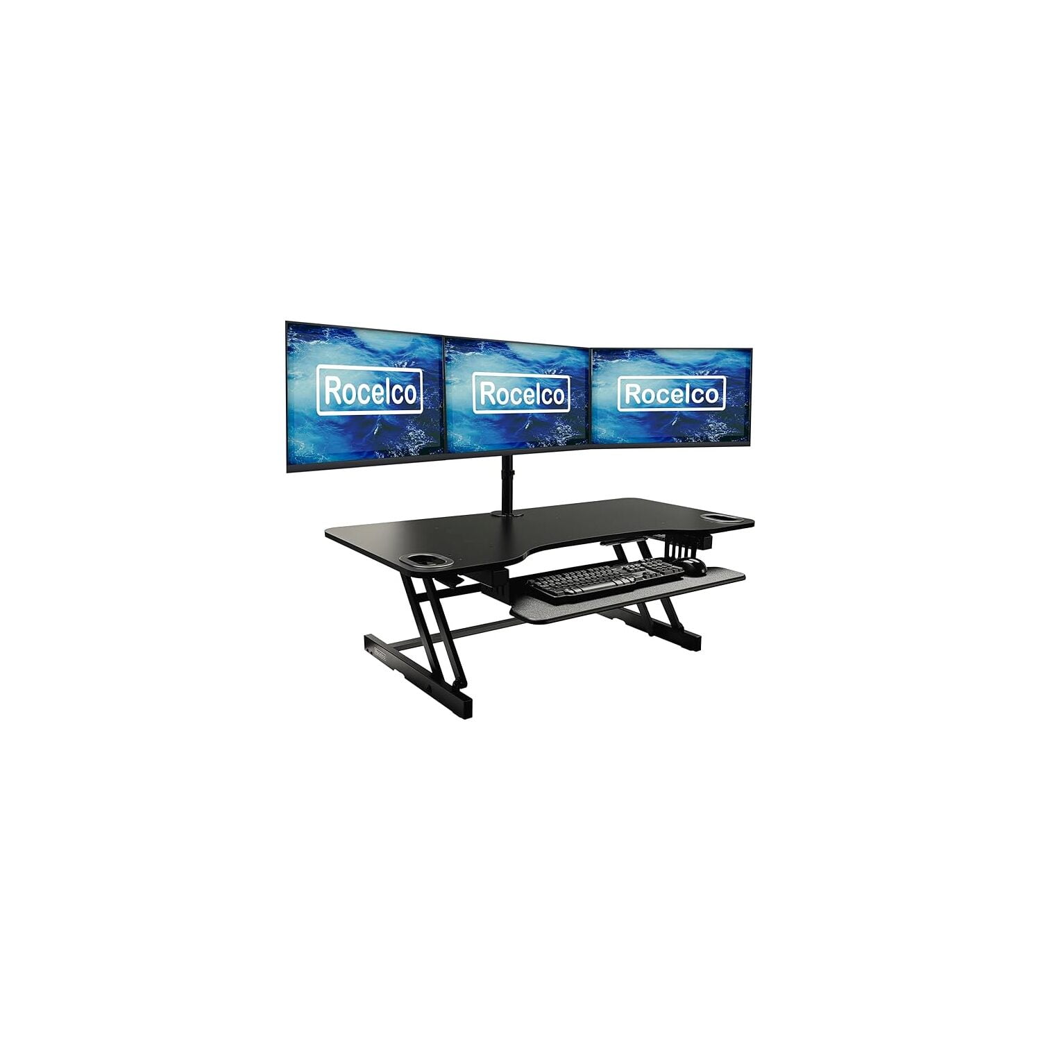 Rocelco 45" Height Adjustable Standing Desk Converter with Triple ...
