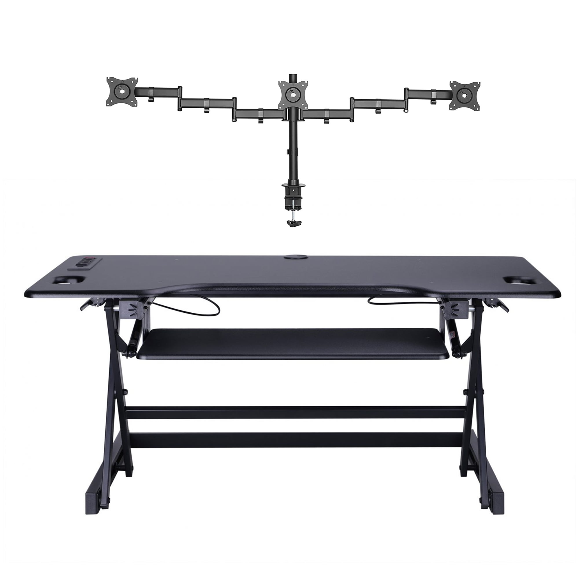 Rocelco 46 Inch Deluxe Adjustable Standing Desk Converter with Triple ...