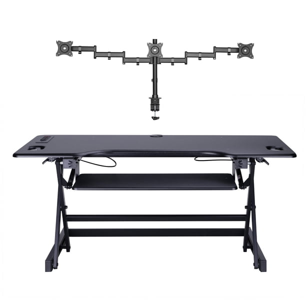 Rocelco 46 Inch Standing Desk Converter and Adjustable Triple Monitor ...