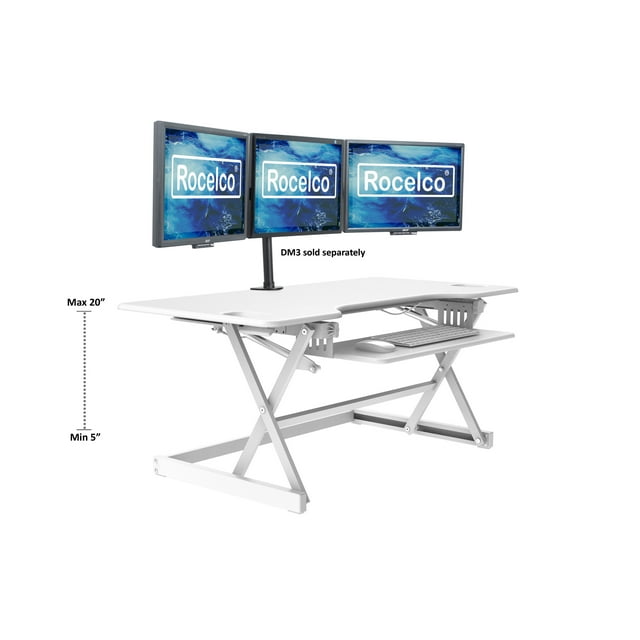 Rocelco 46" Large Height Adjustable Standing Desk Converter, Quick Sit ...