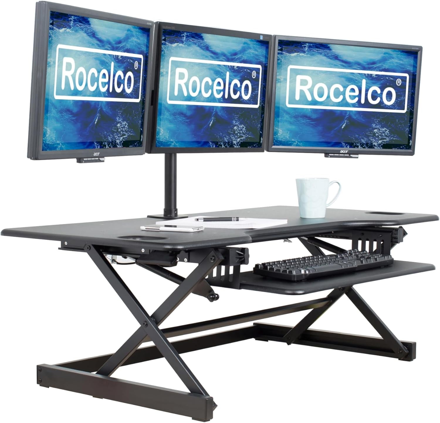Rocelco 46" Large Height Adjustable Standing Desk Converter - Quick Sit ...