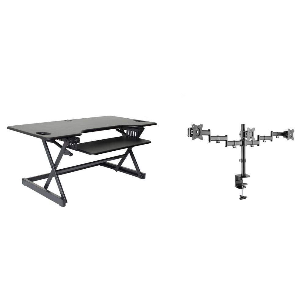 Rocelco 46" Large Height Adjustable Standing Desk Converter with Triple ...