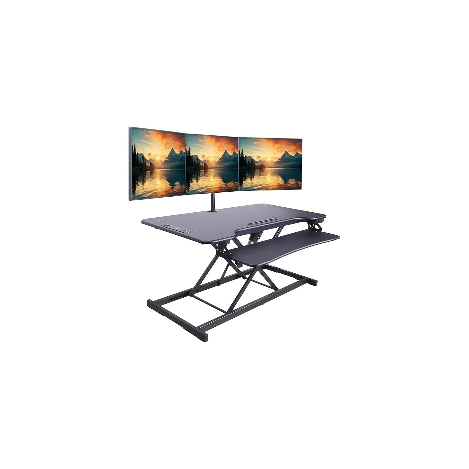 Rocelco 46" Electric Standing Desk Converter with AC Outlet USB Charger ...