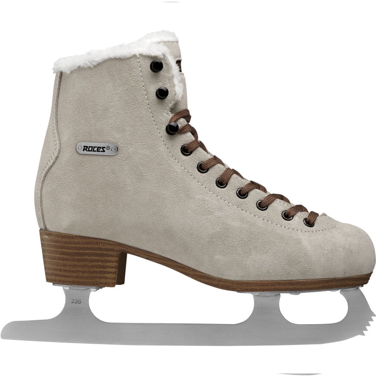 Roces Suede Eco Faux Fur Ice Skate for Women, Gray/Brown Suede ...