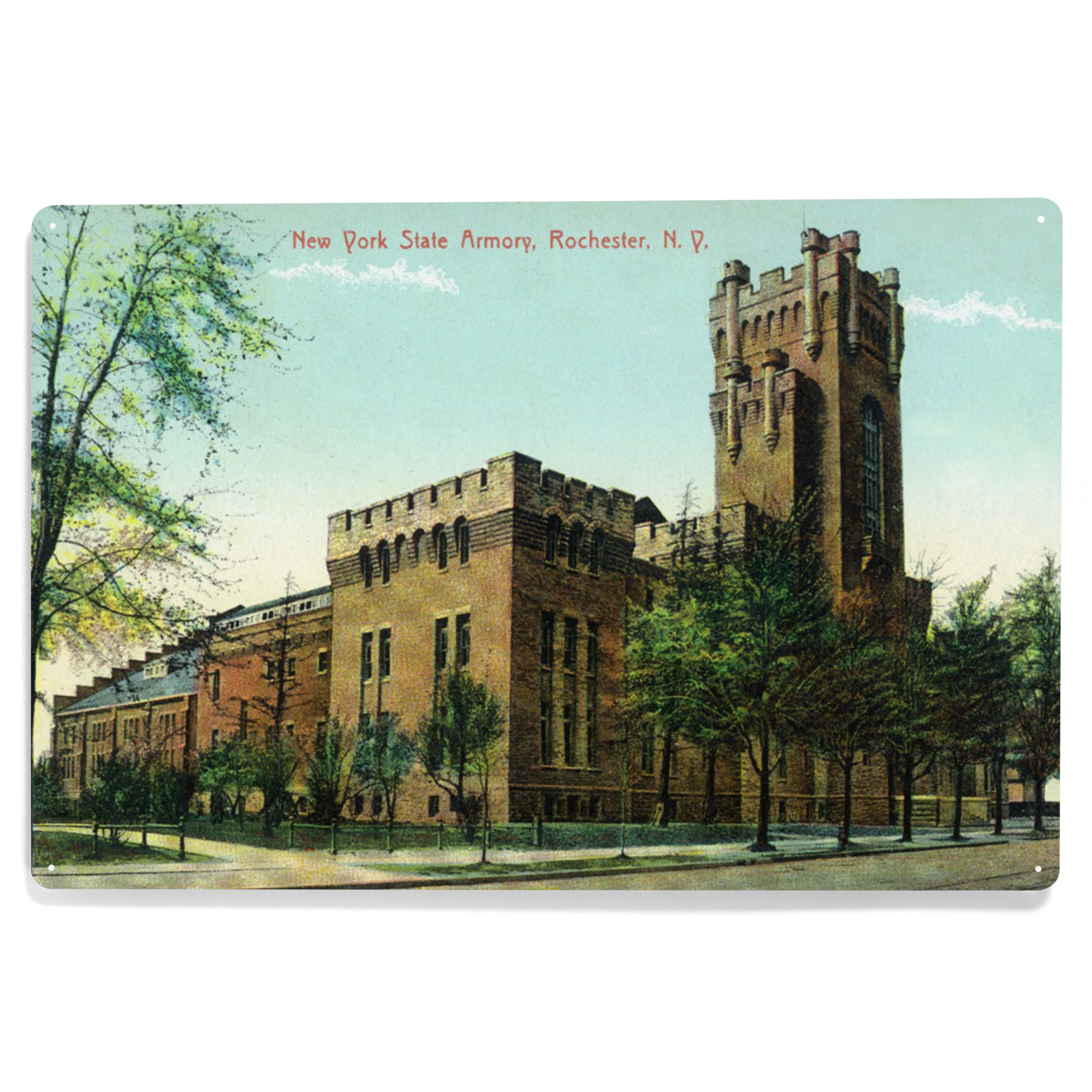 Rochester, New York, NY State Armory Exterior View (12x18 Aluminum Art ...