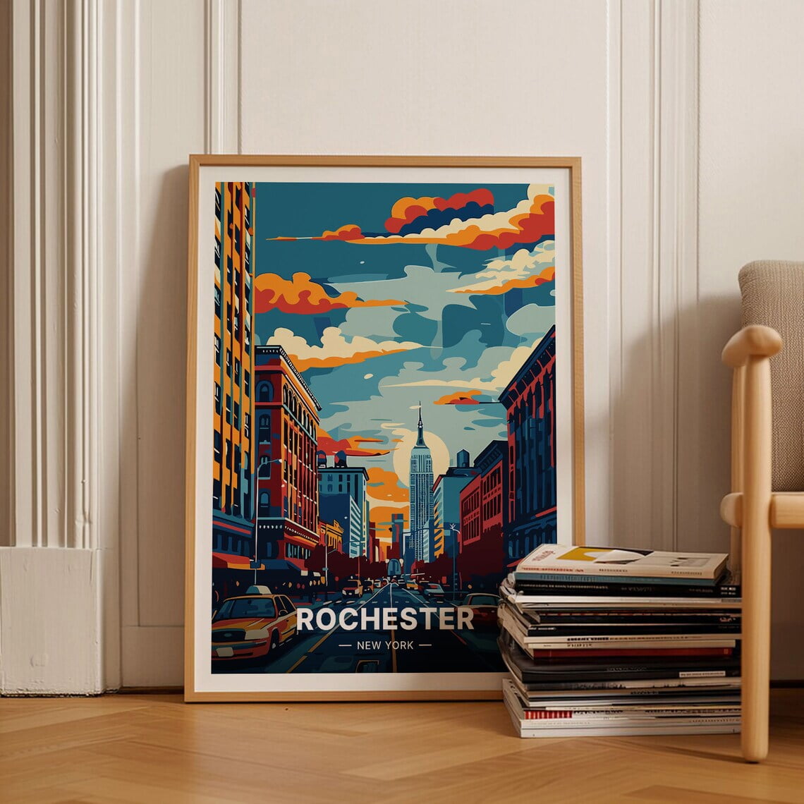 Rochester Skyline Poster, New York Travel Decor, Cityscape Wall Art ...