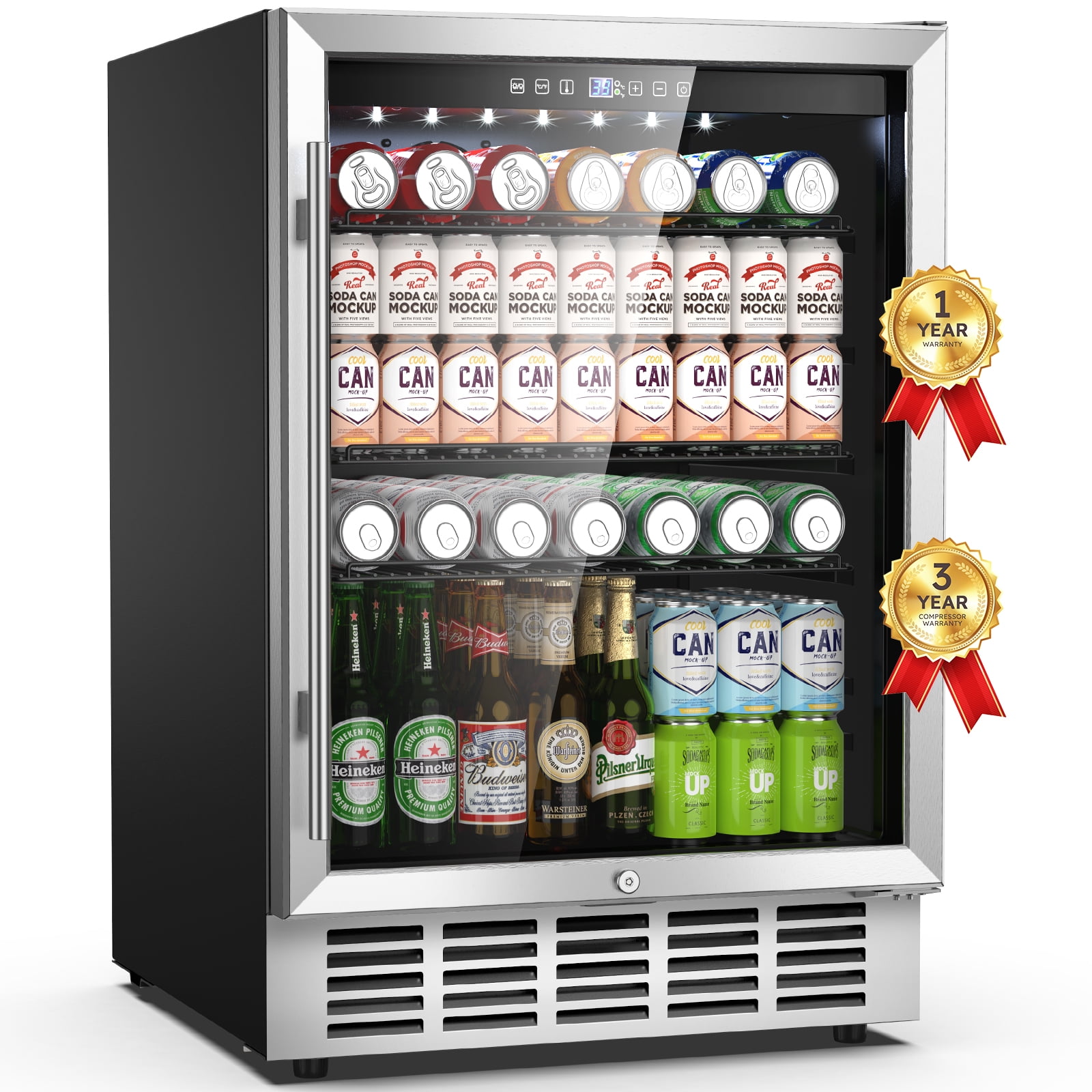 Rocita 24 inch Stainless Steel Beverage Cooler, Undercounter Fridge ...