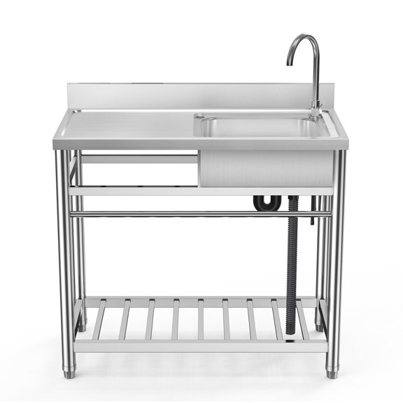 LZJZ Free Standing Utility Sink, Stainless Steel Commercial Kitchen ...