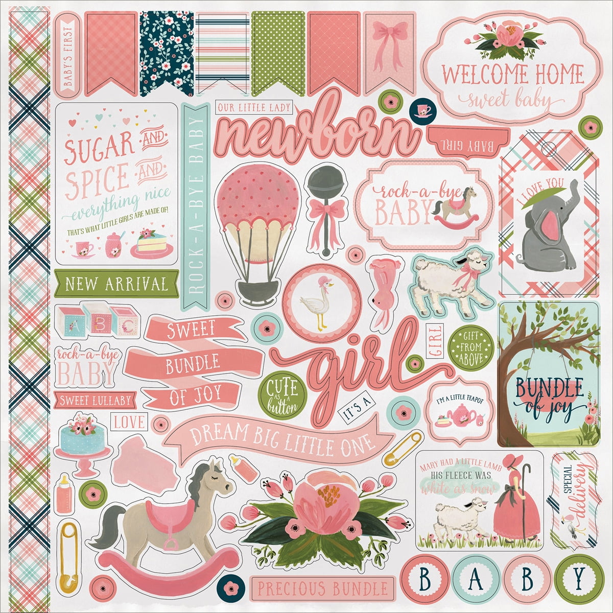 Rock - A - Bye Baby Girl Cardstock Stickers 12" x 12" - Walmart.com