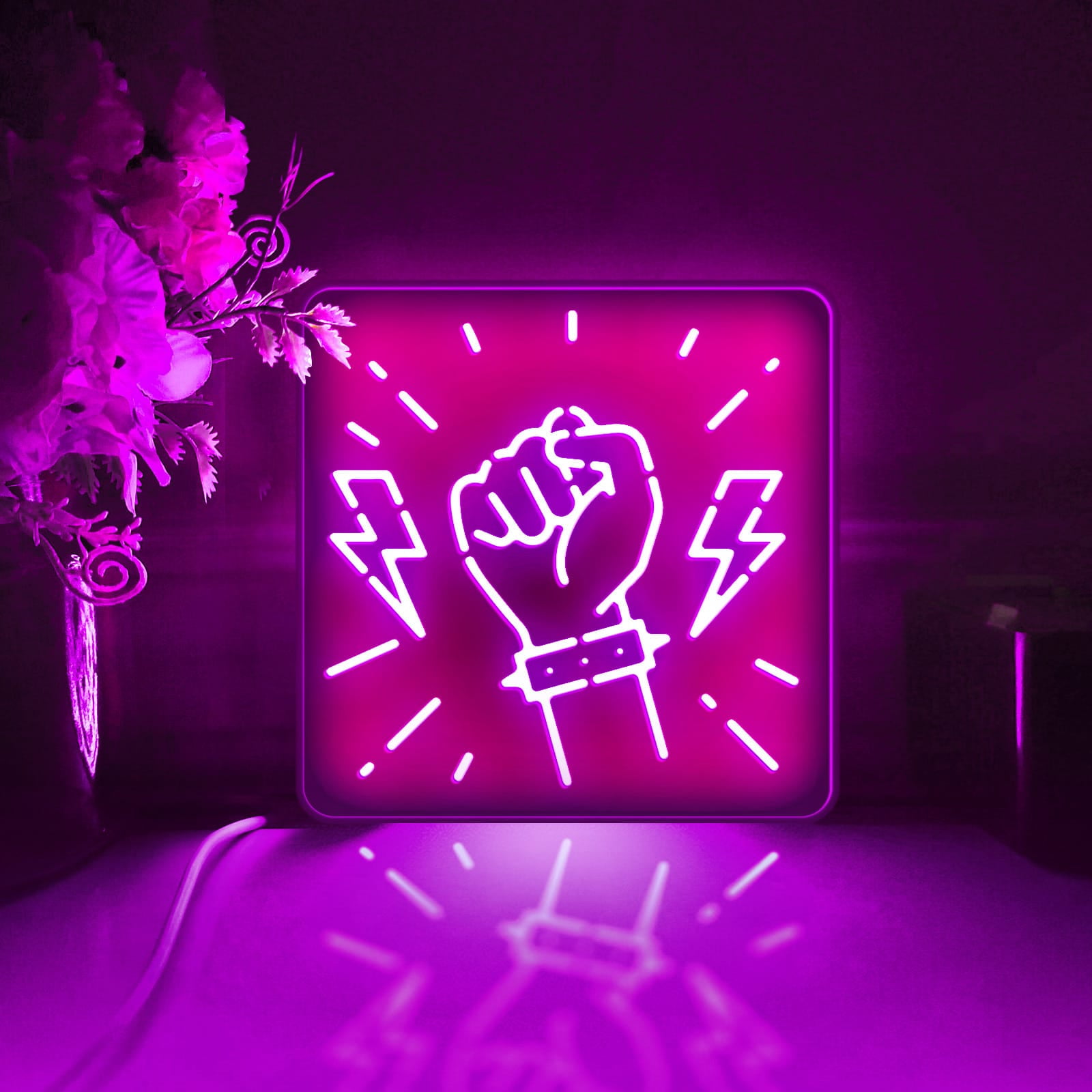 Rock And Roll Led Light Box, Dimmable Neon-Like Light Signs USB Power for Wall Decor Bedroom ...