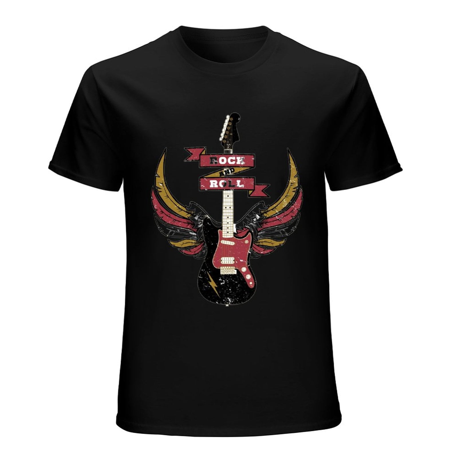 Rock And Roll Retro Electric Guitar Vintage T-shirt Mens Cotton Classic ...