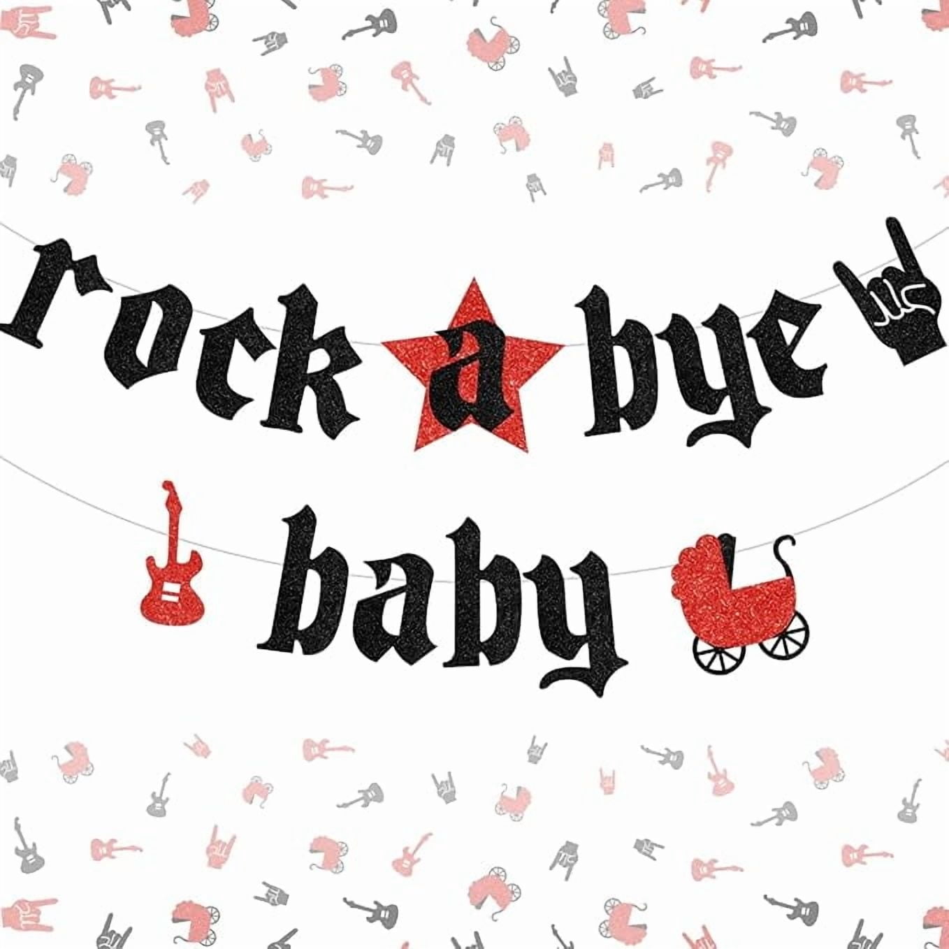 Rock Baby Shower Decorations, Rock A Bye Baby Banner Garland Red and ...