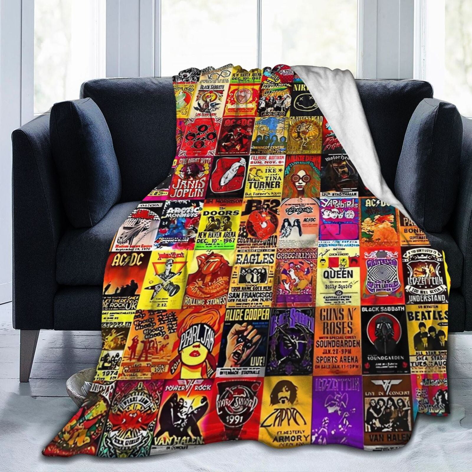 Rock Band Collage Throw Blanket 50"X40" Soft Flannel Lightweight Plush ...
