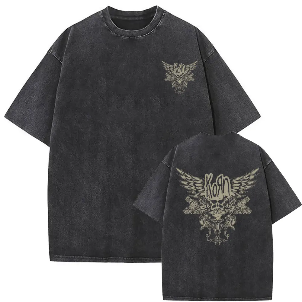 Rock Band Graphic 2Side Wash T Shirt Gothic Streetwear Men'S Women'S ...
