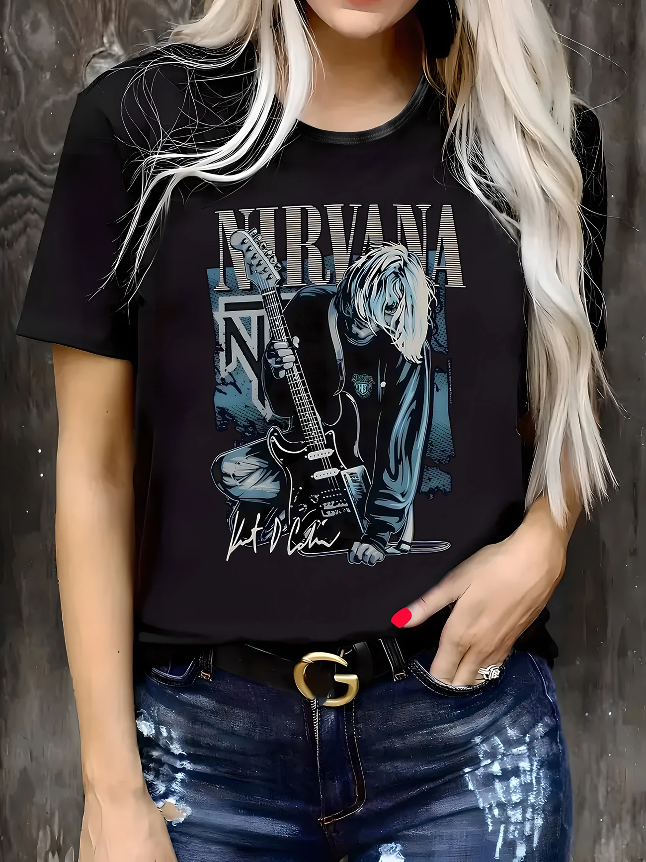 Rock Band Graphic Tee for Women - Plus Size, Breathable & Skin-Friendly ...