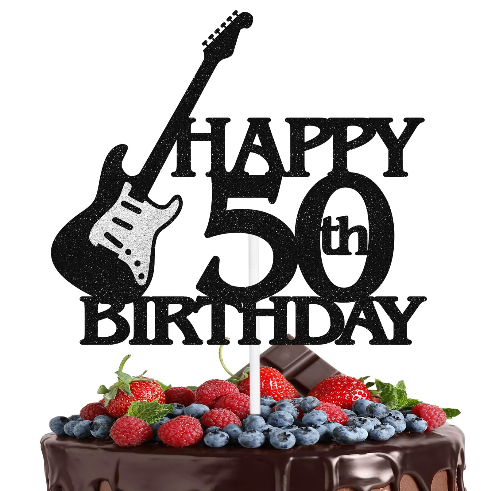 Rock Bass Cake TWE5 Topper Guitar Themed 50th Happy Birthday Black ...