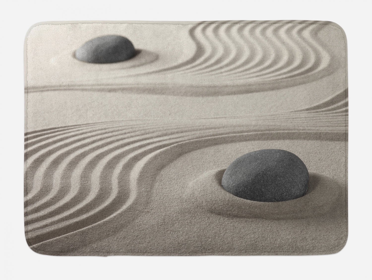 Rock Bath Mat, Coastal Theme Pebbles by the Beach on Raked Sand ...