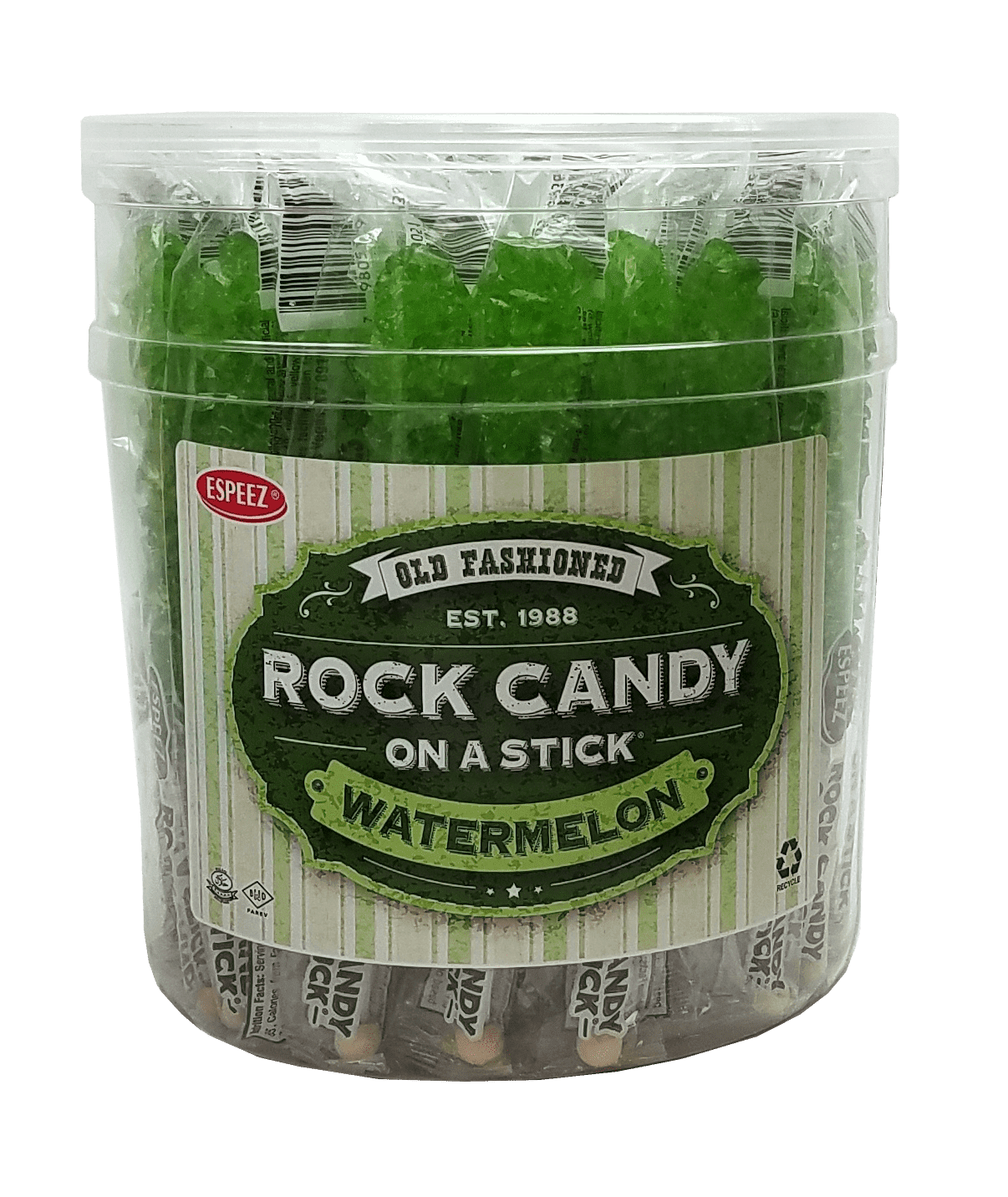 Bulk Rock Candy On A Stick - Individually Wrapped Watermelon Crystal ...