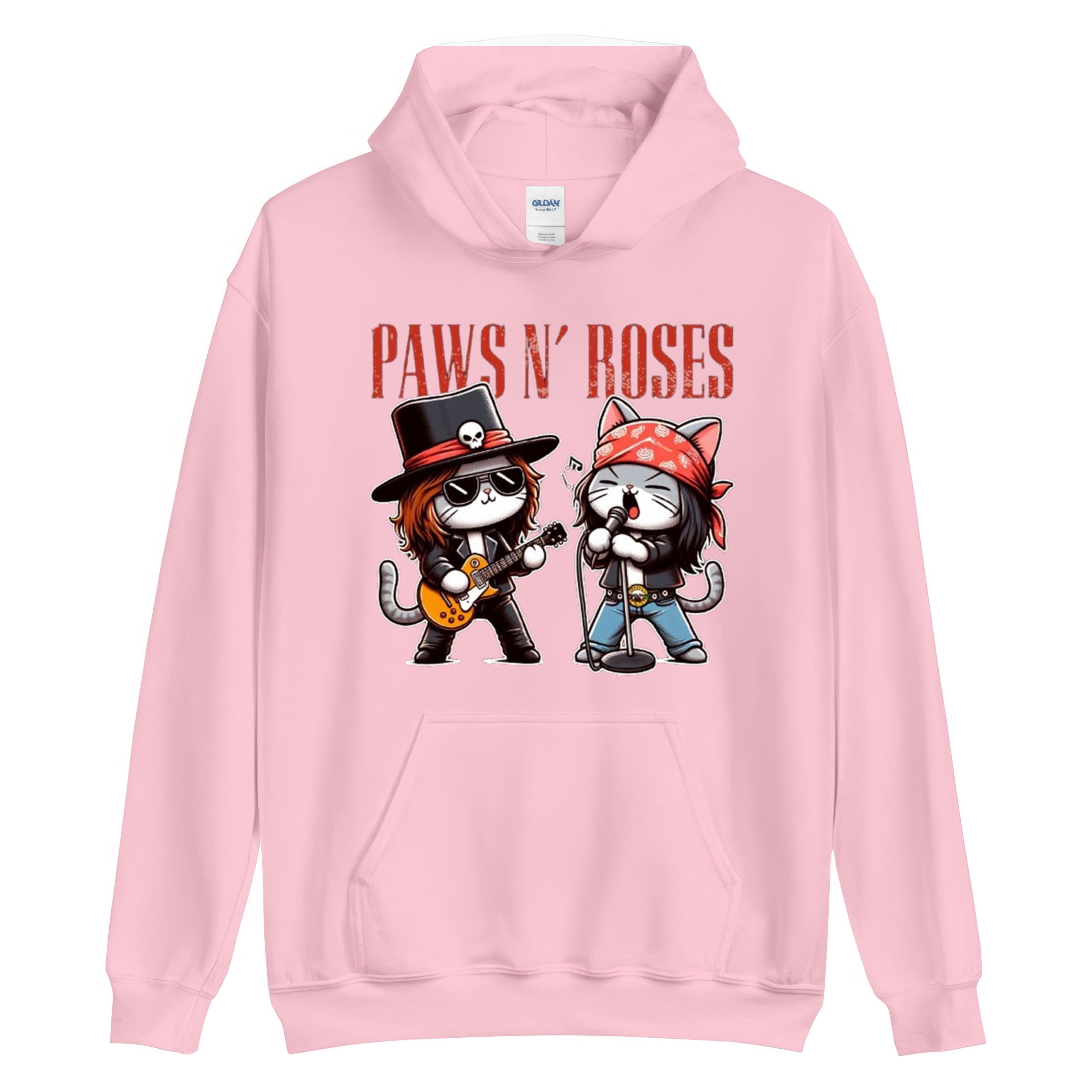 Rock Cat Duo Illustration - Paws N' Roses Band Design Shirt-C - Walmart.com