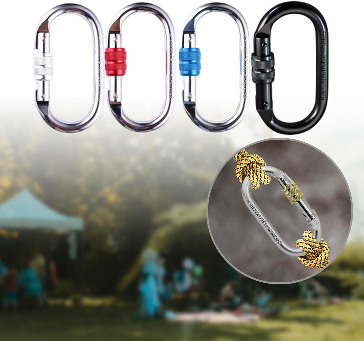 Rock Climbing Carabiner Oval Screw Gate Locking Carabiner Spring Snap ...
