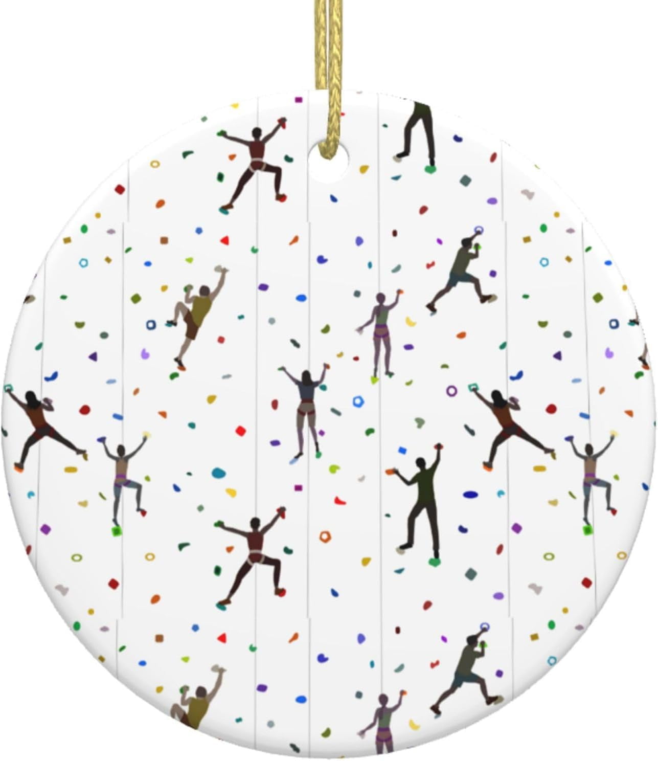 Rock Climbing Christmas Ornament Round Ceramic Pendant Double Sided ...