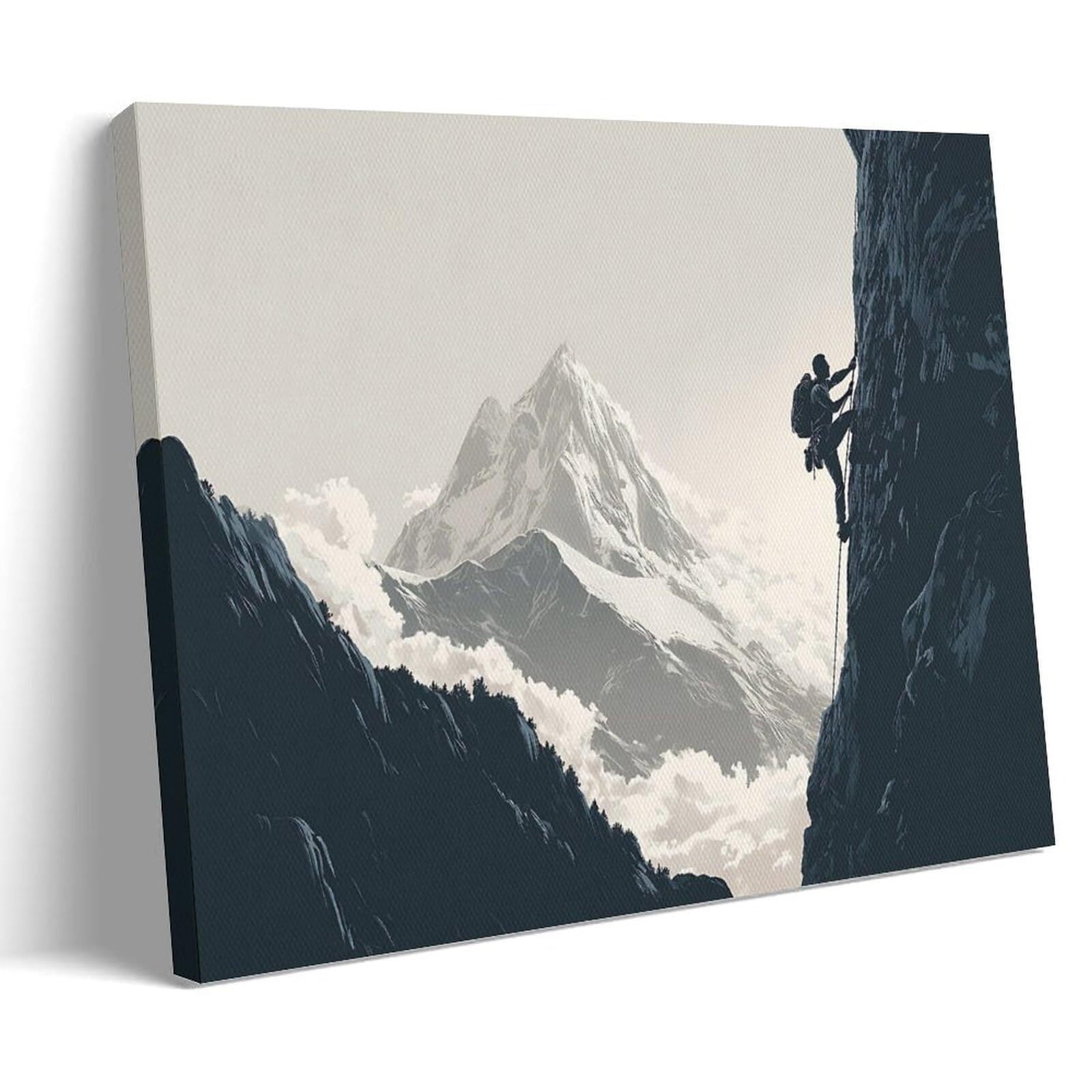 Rock Climbing Drawing Minimalist Black White Climber Art Print ...