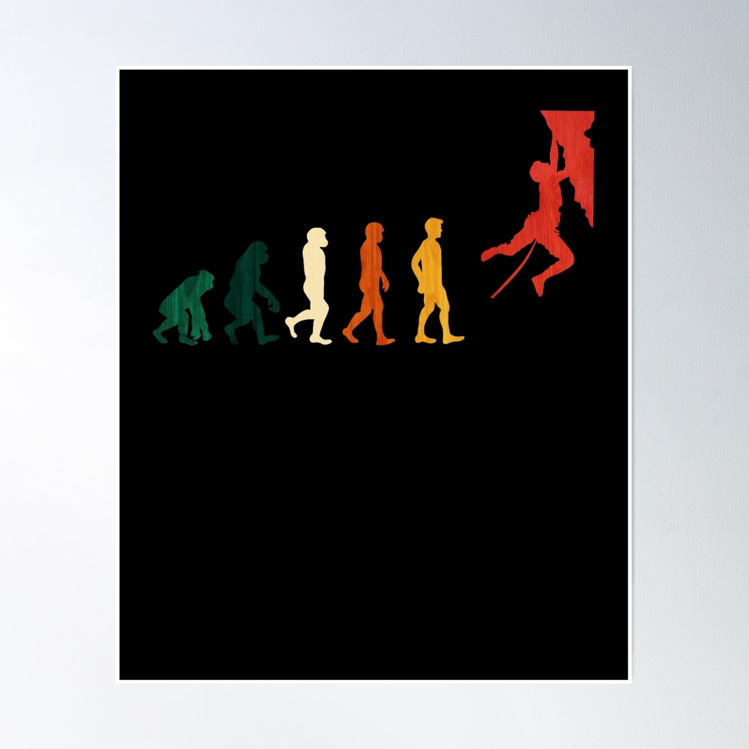 Rock Climbing Evolution Poster Wall Art, Modern Wall Decor, 8x12 ...