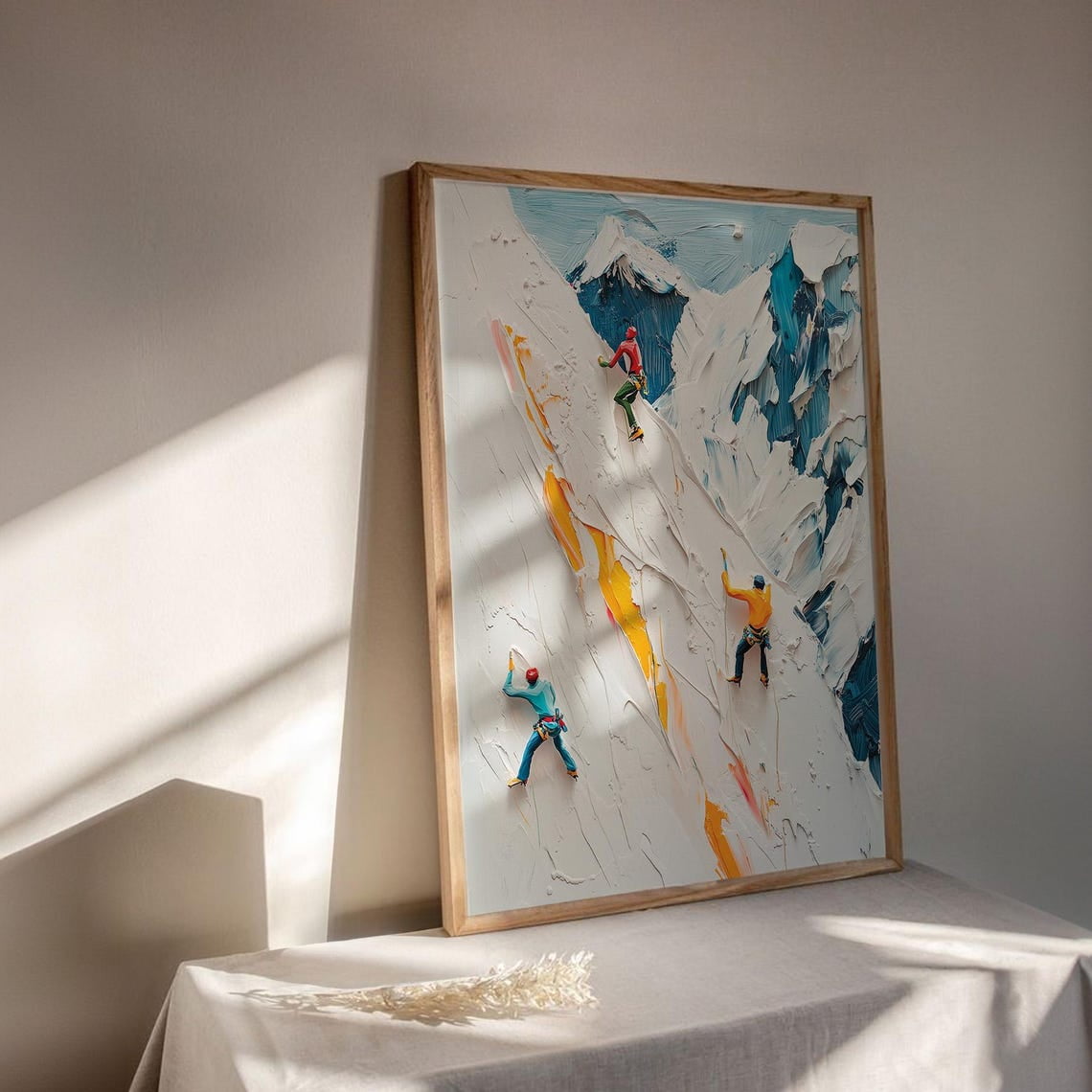 Rock Climbing Poster, Minimal People Landscape Print, Climbing Travel ...