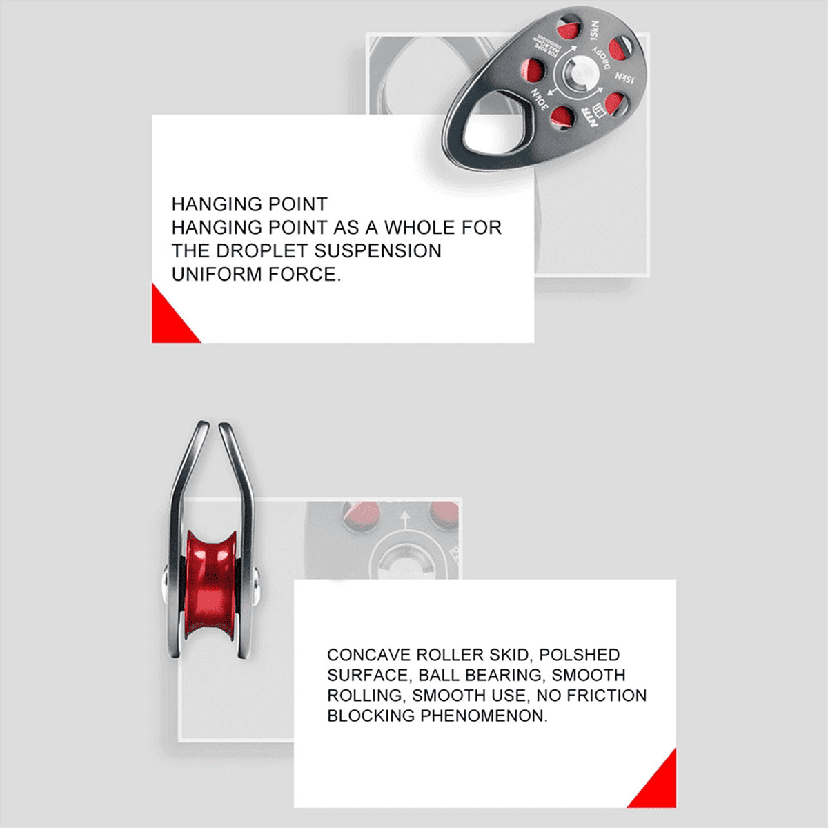 Rock Climbing Pulley Aluminum Alloy 22KN Light-Weight Portable Heavy ...