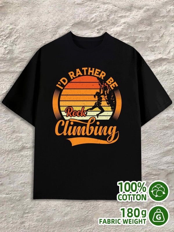 Rock Climbing Tee men's black 180G 100% Cotton All-season fitness tops ...