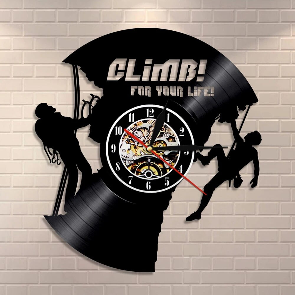 Rock Climbing Vinyl Wall Clock,Vinyl Record Clock Wall Art Black ...